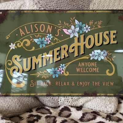 Personalised Summer House Sign Metal Garden Wall Door Decor Accessory ...