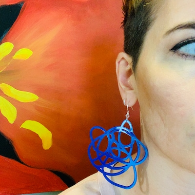 ABSTRACT ACRYLIC EARRINGS Large Lightweight Earrings Statement Earrings ...