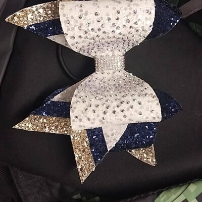 Team Orders Only// Min Order 10 Cheer Bows// Large 7 White Rhinestone ...