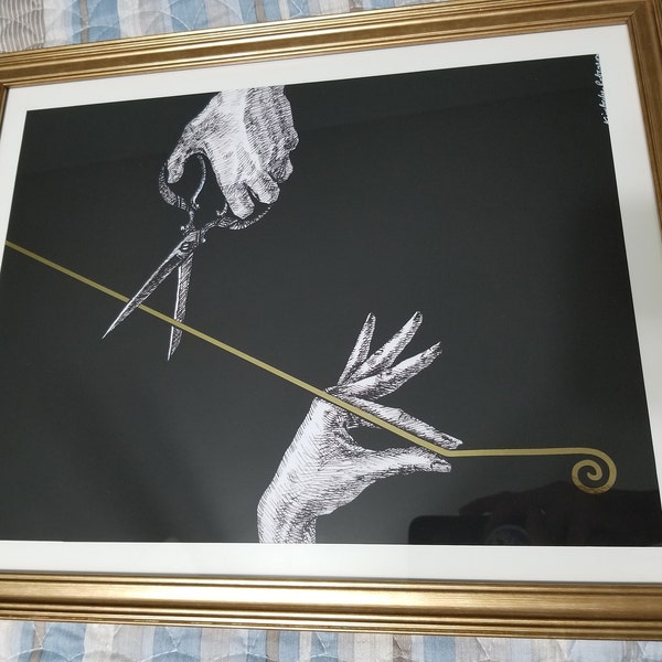 Thread of Life Ancient Greek Mythology Art Print, Gold Foil Embellished ...
