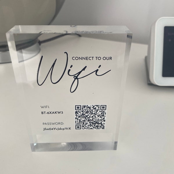Wifi Acrylic Block Plaque With Password Info and QR Code Office Cafe ...