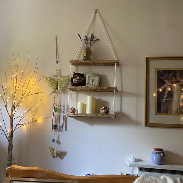 Shelving, Rustic Shelves, Chain Shelf, Hanging Shelves. - Etsy UK