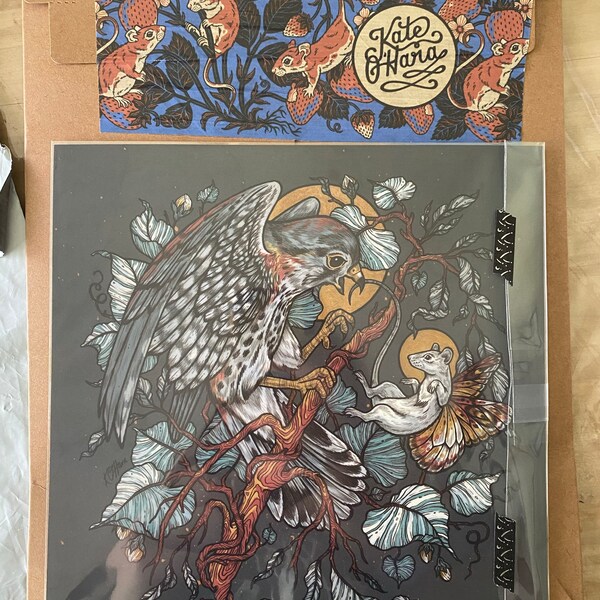 Hawk Art Print - Messenger Illustration - 8x8 Art Print - Bird Wall Art ...