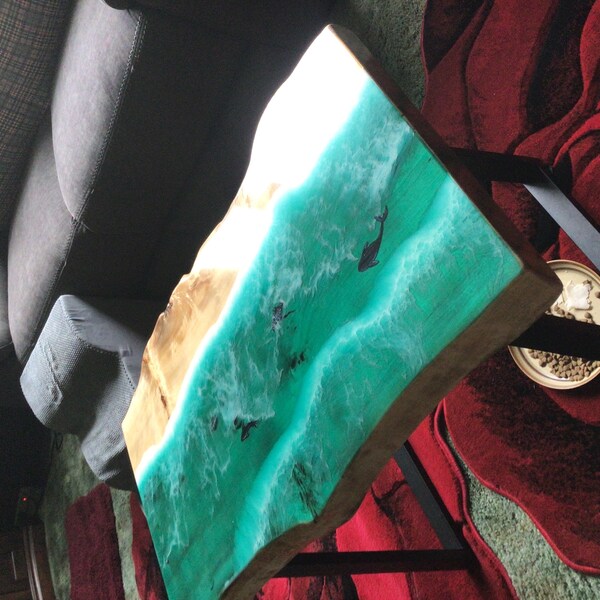 Resin Epoxy Table, Ocean Wave Epoxy Table, Custom Dining Table, Table ...