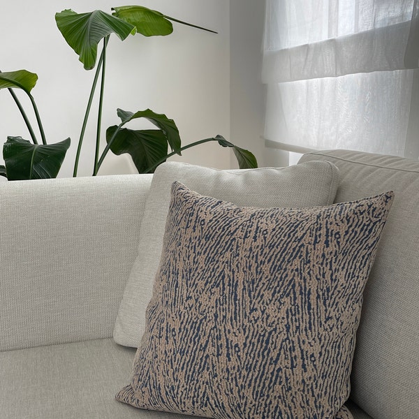 Blue Zebra Chenille Pillow Cover, Beige Textured Pillowcase, Euro Sham ...