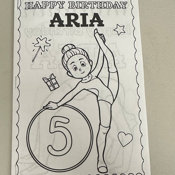 Gymnastics Birthday Party Coloring Book, 1st Any Age Favors, Digital ...