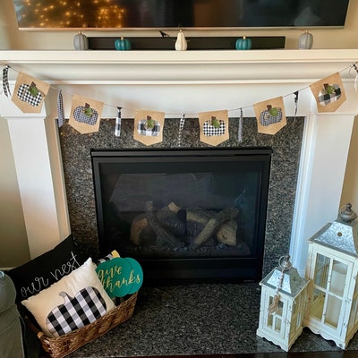 Buffalo Plaid Burlap Banner, Fall Banner Mantle Decor, Autumn Decor ...