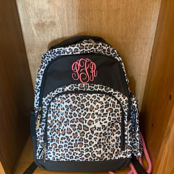 Personalized Embroidered Leopard Backpack W Pencil Case / Monogrammed ...