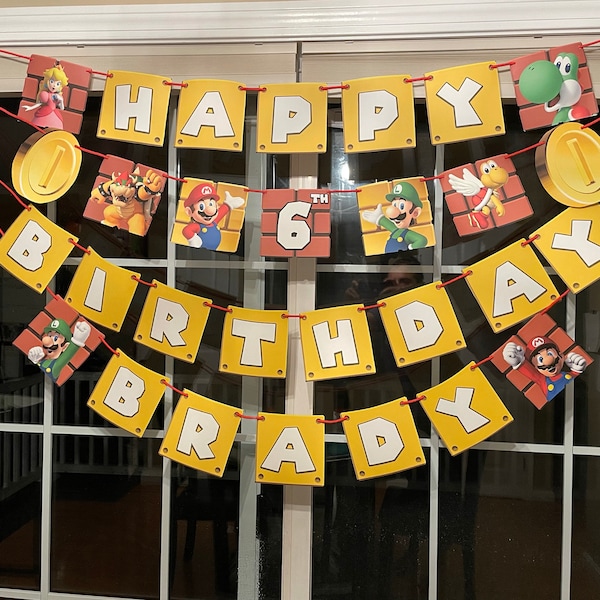 Super Mario Digital Bunting Banner Birthday Download Printable at Home ...