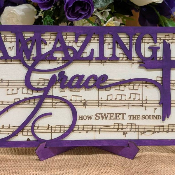 Amazing Grace Stand Decor Laser Cut Svg,amazing Grace Sign Svg ...