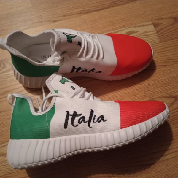 Italia Flag Map High-top Leather Sneakers Italy Flag Sneakers Italian ...