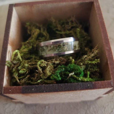 Dark Wood Cannabis Gold 24K Glow Titanium Ring, Weed Wedding Ring ...