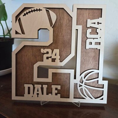 Custom Senior Athlete Number, Sports Number Wood Cutout, Custom Sports ...