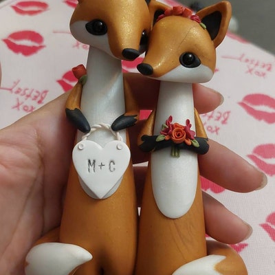 Weasel Wedding Cake Topper Polymer Clay Animal Cake Topper - Etsy