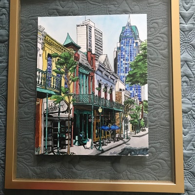 Dauphin Street Watercolor Print, Mobile, Alabama Art, Cityscape ...