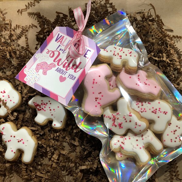 Animal Cookie Valentine's Day Printable Tag, Circus Valentine, Wild ...