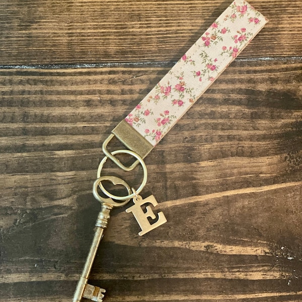 Initial Keychain Brass, Personalized Keychain, Retro Monogram Keychain ...