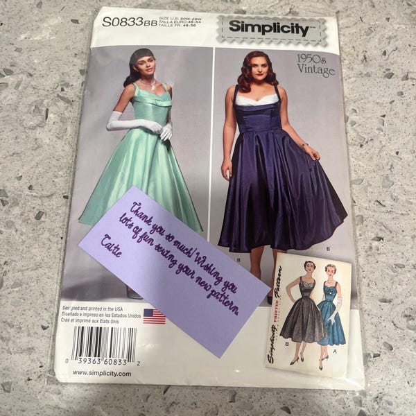 Vogue Sewing Pattern for Women's Dress, Empire Waist Dress, Summer ...