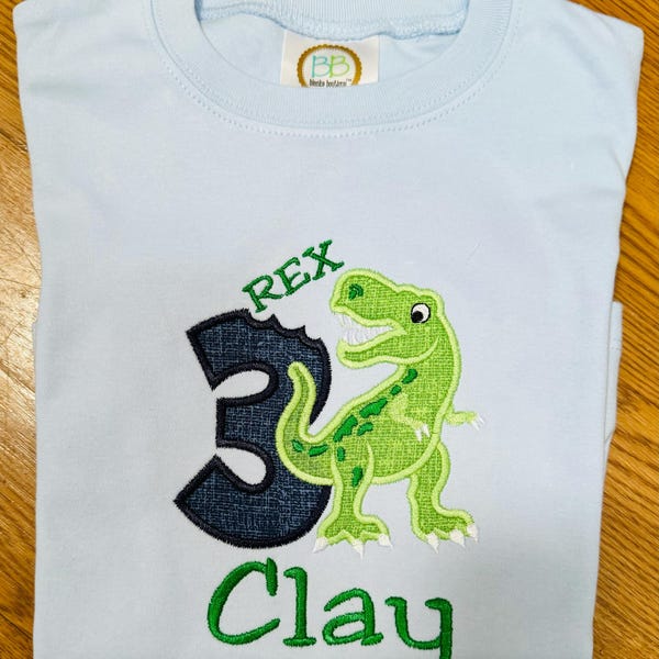 Rex Number 3 Applique,birthday Rex,birthday Boy Applique,third Birthday ...