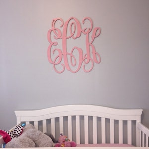 Painted Wooden Initials - Wooden Monogram - Nursery Wall Hanging - Baby ...