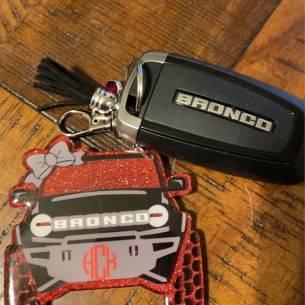 Customized Bronco Glitter Keychain. - Etsy