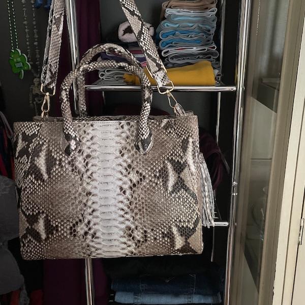 Genuine Python Leather, Natural Python Leather, Hide Snake Skin, Brown ...