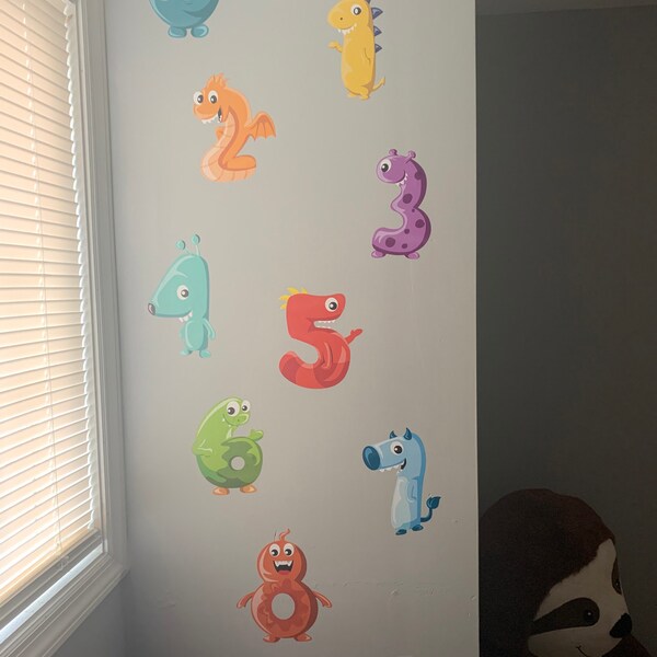 Monster Numbers Fabric Wall Decals, Colorful Numbers From 0 to 9 ...