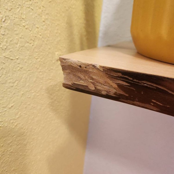 Boho Home Rustic Live Edge Floating Shelf - Walnut Wood Scandi Shelving ...