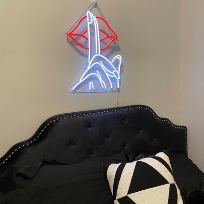 Hush Sign Secret Finger on Lip Custom Neon Sign Nails Salon - Etsy