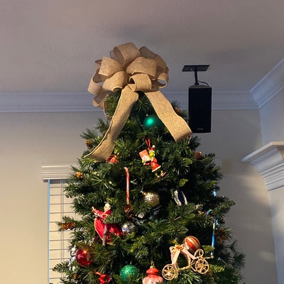 Burlap Tree Topper / Christmas Tree Topper / Natural Xmas Bow / Burlap ...