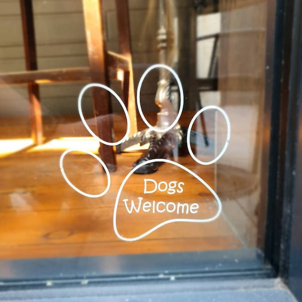 Dogs Welcome Vinyl Shop Decal Sticker, Pet Friendly Café, Pub ...