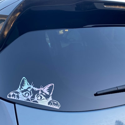 Cat Face Meow Decal, Cat Decal, Meow, Car Decal, Vinyl Decal, Laptop ...