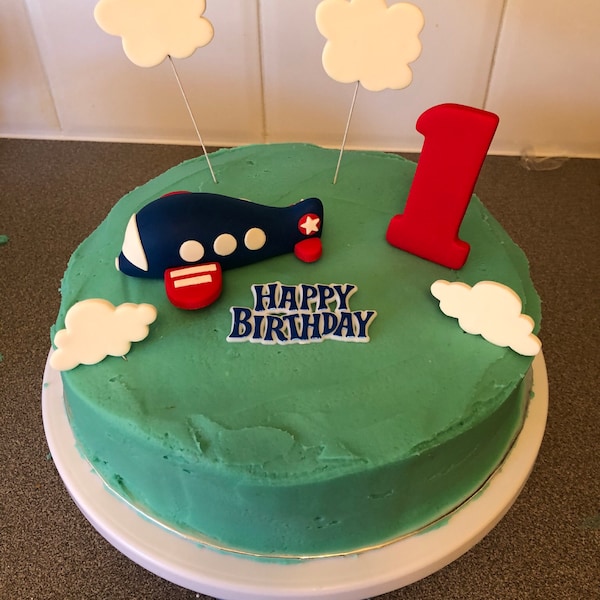 Airplane Cake Topper Aeroplane Aero Plane Age Number Clouds Sky Force ...