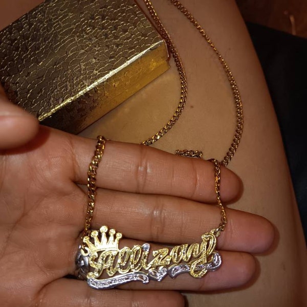 All Diamond Cuts Name Plate With 14kt Gold Platedfree CHAIN - Etsy