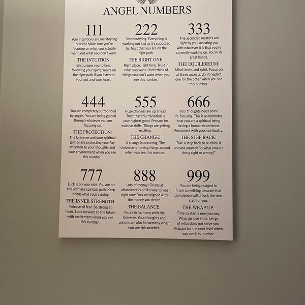 Angel Numbers Wall Decor, Manifest Wall Art, Aesthetic Wall Art, Angel ...