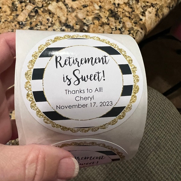 Retirement Favors, Stickers, Retirement Party, Gold Retirement is Sweet ...
