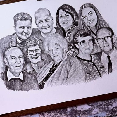 Family Portrait, Pencil Sketch, Family Sketch, Pencil Drawing, Photo ...