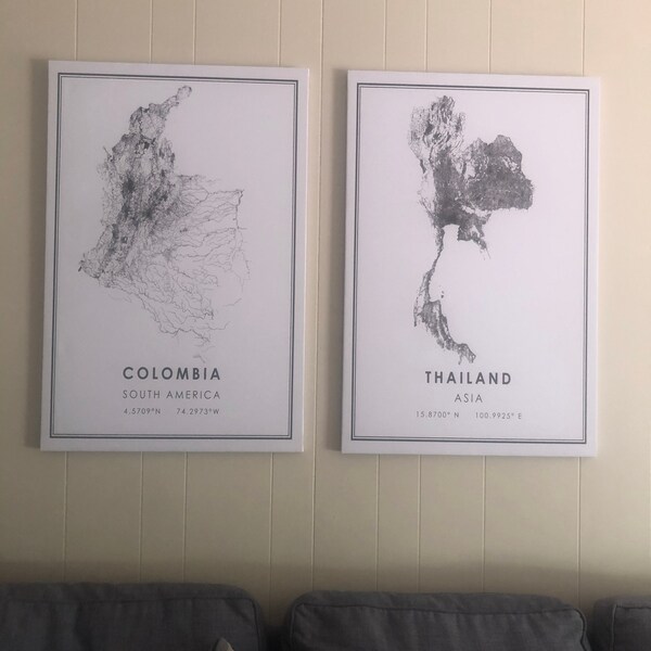 Colombia Country Map Print Poster Canvas Colombia Road Map Print Poster ...