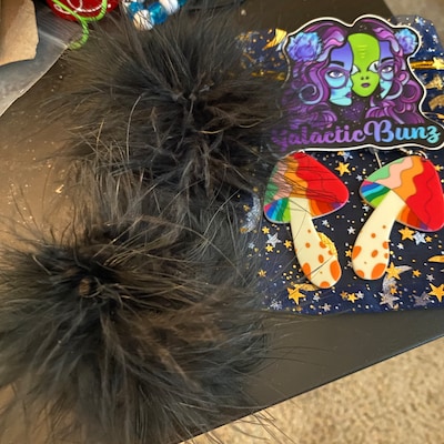 Hot Pink Fuzzy Marabou Pom Pom Hair Clips, Space Bunz - Etsy