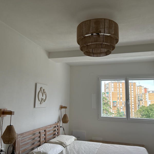 Pendant Light Stile Balinese, Raffia Chandelier, Boho Lighting, Boho ...