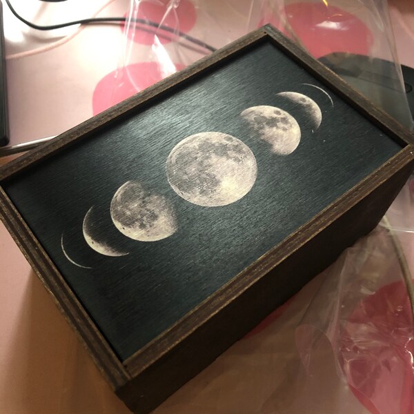 Moon Phases Crescent Moon Jewelry Box Moon Phases Celestial Jewelry Box ...