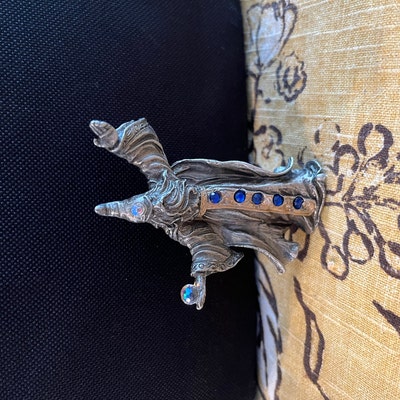 Pewter PHOENIX Rising From Flames With Red Crystal Accents - Etsy