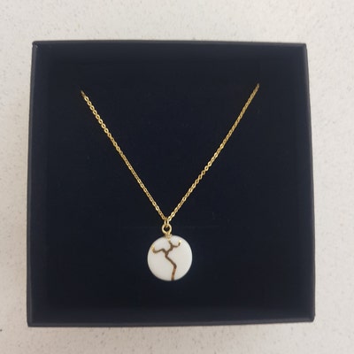 Gold Kintsugi Necklace Pendant, Kintsugi Jewelry, 14k Gold Filled Chain ...