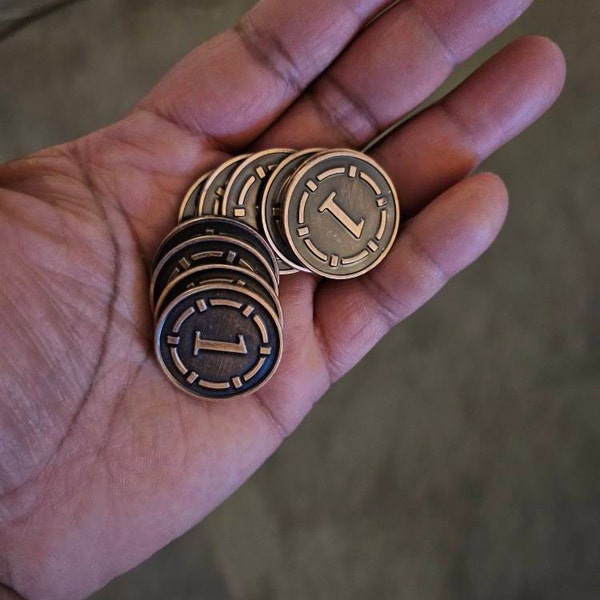 Plated Bronze Metal Coins, 25mm, of Value 1 for Board Games or Role ...