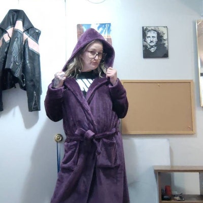 Custom Robes Hooded, Customized Bathrobes, Fleece Warm Kimono, Winter ...