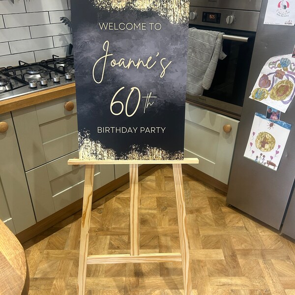 Black & Gold Welcome Board Sign | Personalised Birthday Board ...