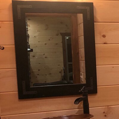 Modern BLACK Mirror, Dark Wood Mirror, Wood Framed Mirror, Bathroom ...