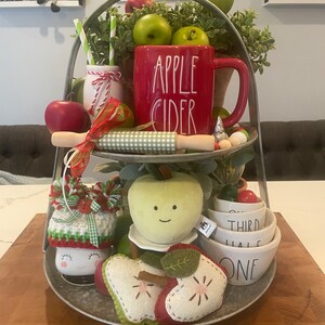 Faux Felt Sliced Apple Tierred Tray, Bowl Filler, Country Decor, Faux ...