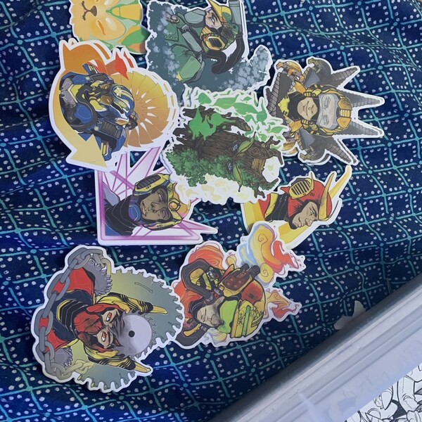 Mega Man - Full Set of 5 Animal Friends Vinyl Stickers ; 7cm X 7cm ...