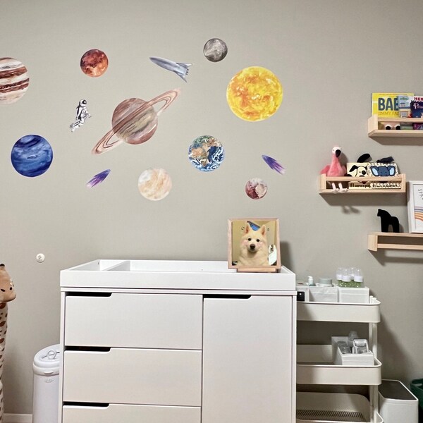 Watercolour Solar System Wall Stickers | Space Wall Stickers for Kids ...
